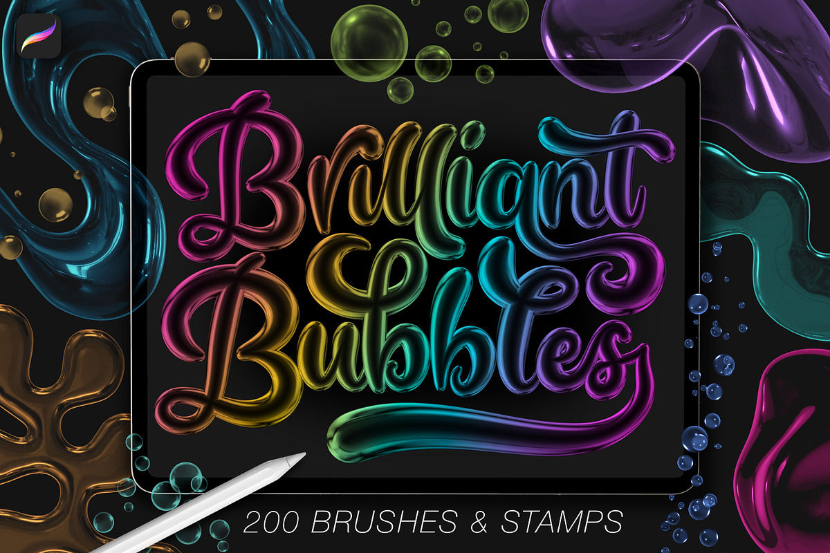 Brilliant Bubble Procreate Brushes, a Brush Add-On by The Creative Bix