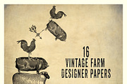 Vintage Farm Background Papers, a Pattern Graphic by Le Paper Cafe