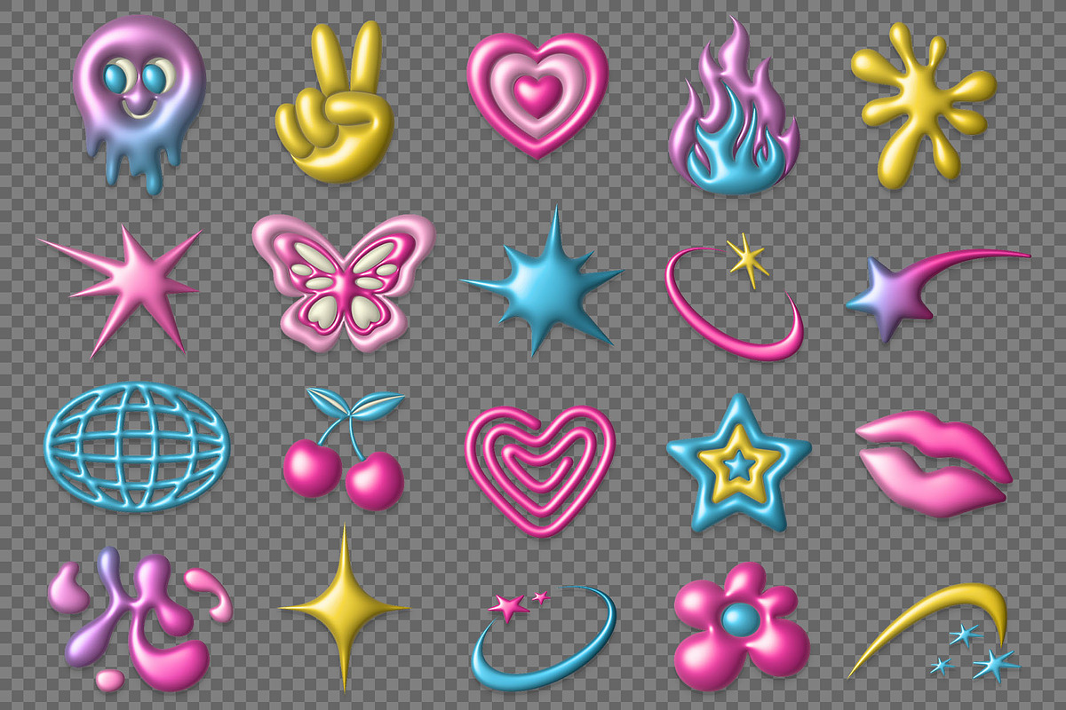 Y2K Elements Set, an Object Graphic by DesignerCandies | Creative Market