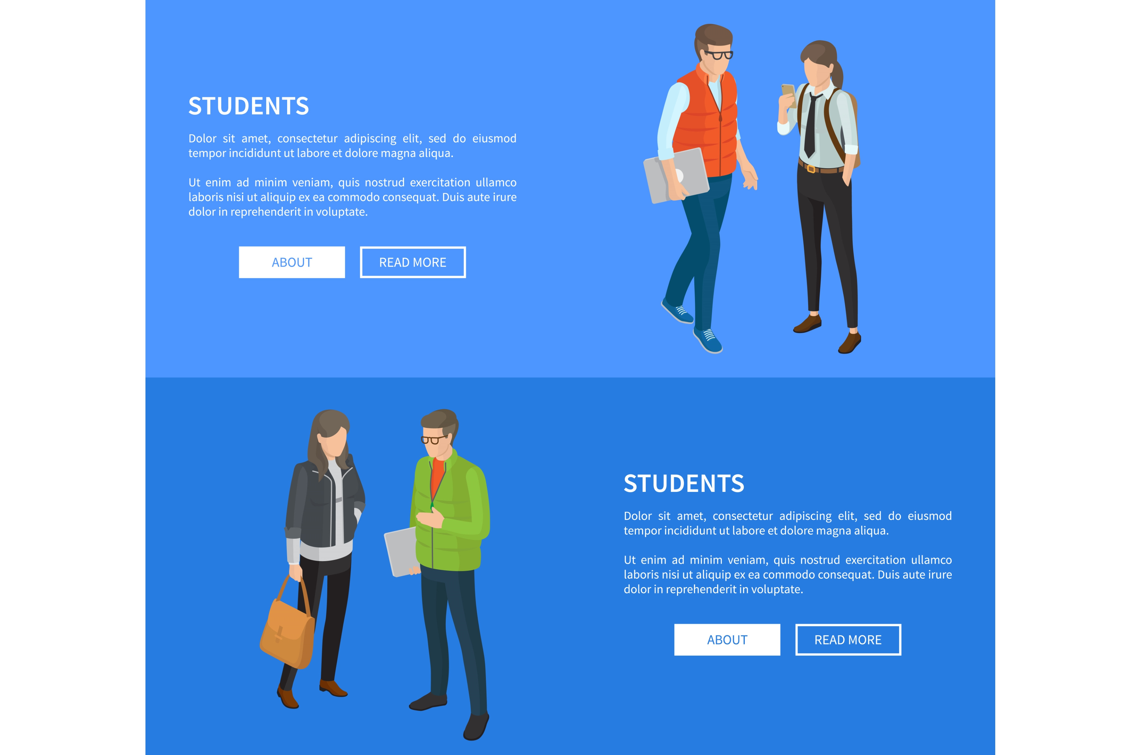 Students Cartoon Characters Posters, an Education Illustration by robuart