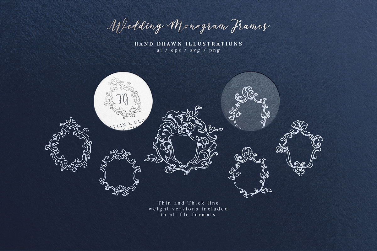 Wedding Monogram Frames Vol. 2, a Decorative Illustration by Aquarellina