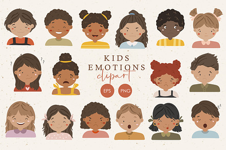 Emotions Kids Clip Art Collection, an Education Illustration by Keepin ...