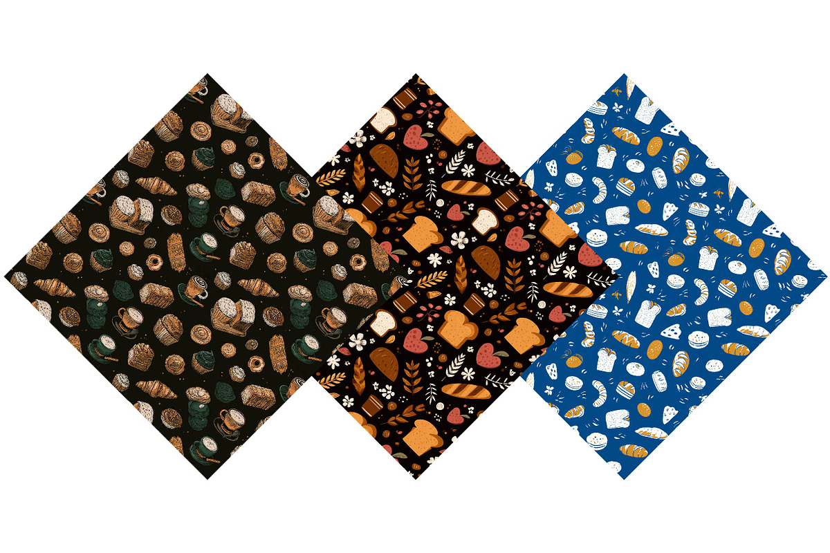 Bakery Seamless Patterns, a Texture Illustration by PixelShop