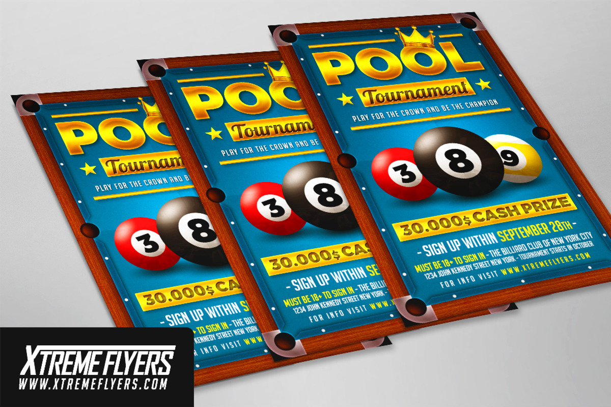 Pool Billiard Flyer Template, a Flyer Template by XtremeFlyers