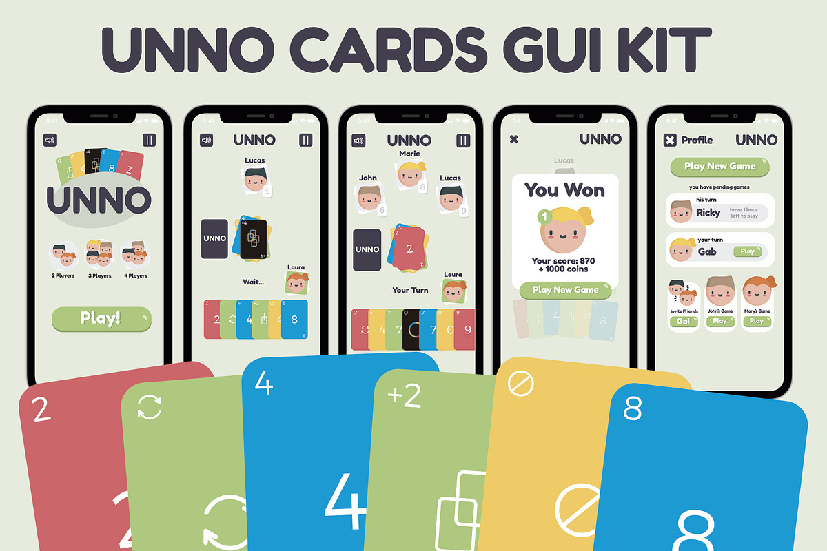 UNO Cards Game Gui Assets, an Illustration by DeLaGranSiete | Creative ...