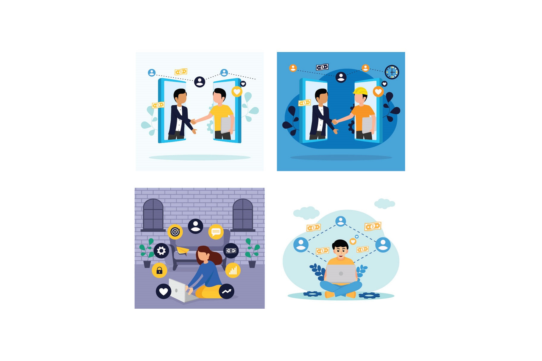 group of Flat Gig Economy Gig Worker, a Finance Illustration by REDVY ...