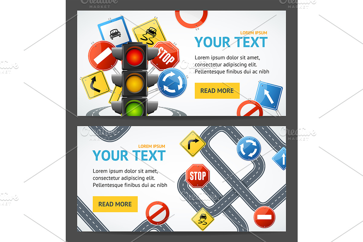 Road Sign Flyer Banner Posters Card, an Education Illustration by ...