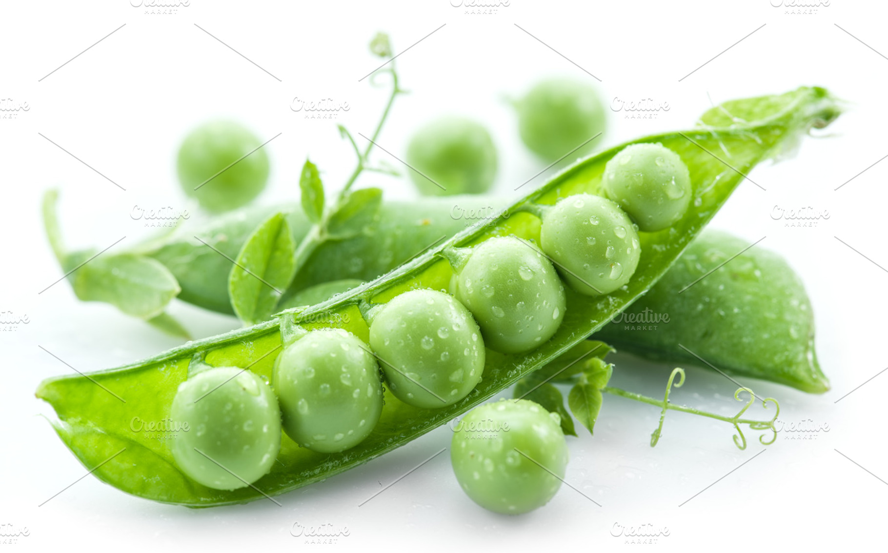 Open pea pod on a white stock photo containing sweet and fresh, a Food ...