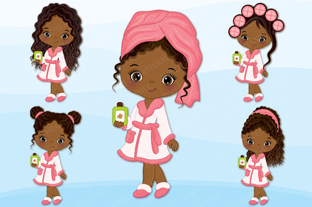 Vector African American Spa Girls, an Illustration by TheCreativeMill
