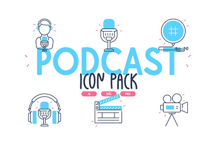 Animated Podcast Icons | Creative Market