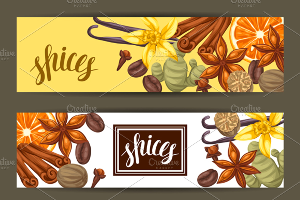 Banners with various spices., a Card Template by incomible
