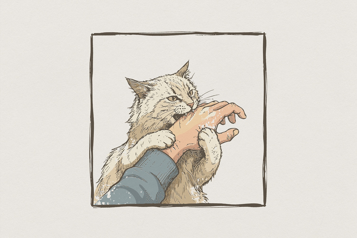 Cat Biting Hand PNG, Funny Cat, an Illustration by SharpMarketplace
