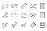 Eyelash extension linear icons set, an Outline Icon by bsd studio