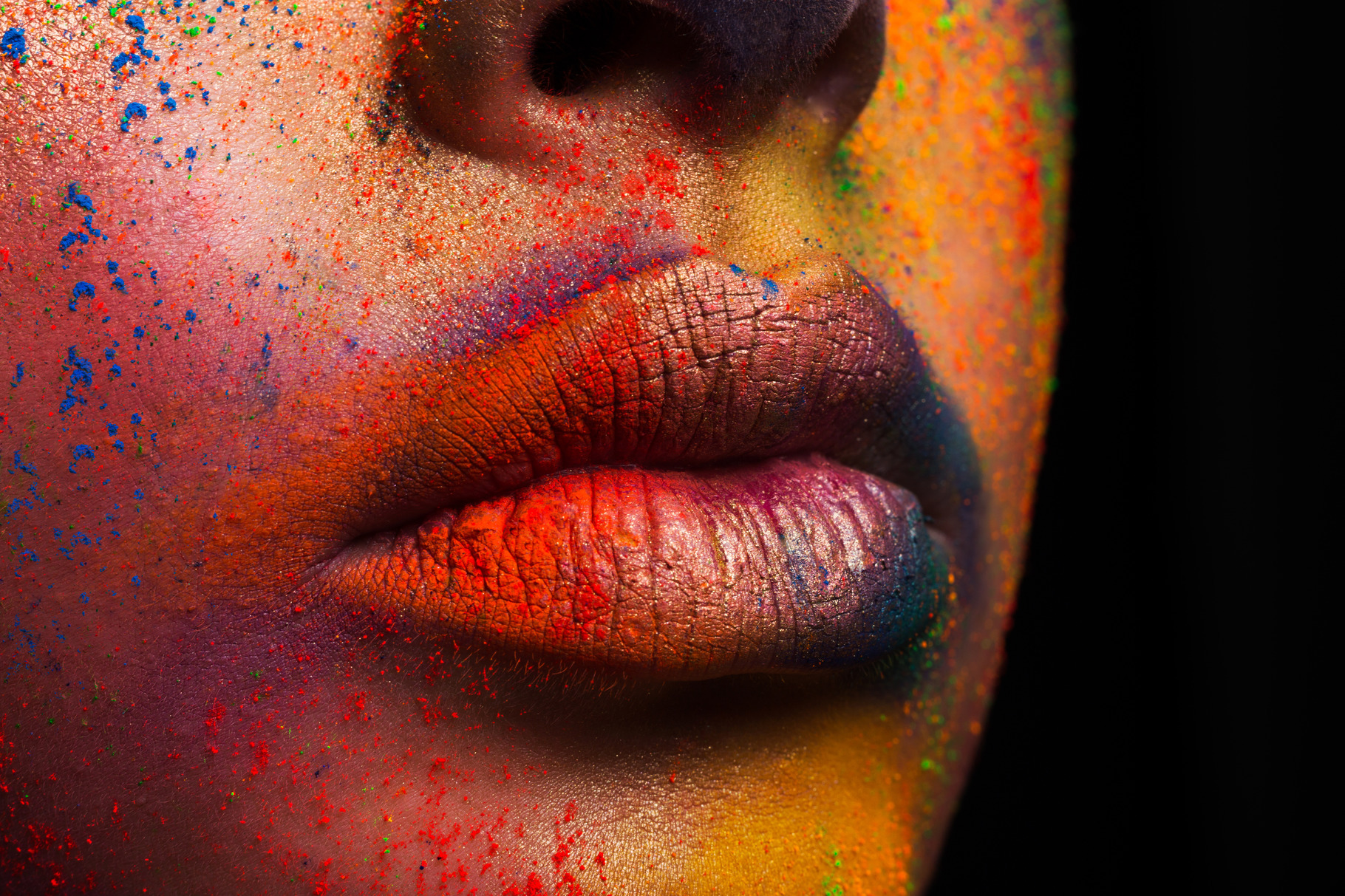Lips of model with colorful art make stock photo containing woman and ...