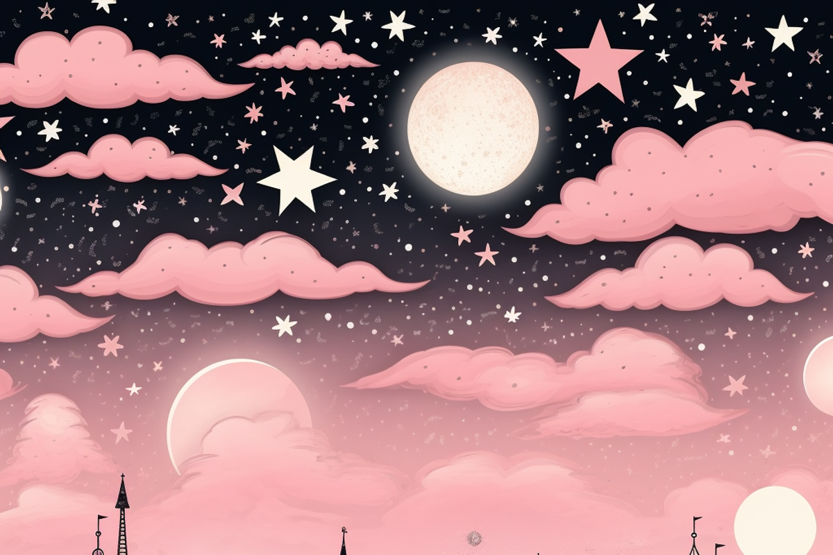 Vintage Pink Night Sky Background