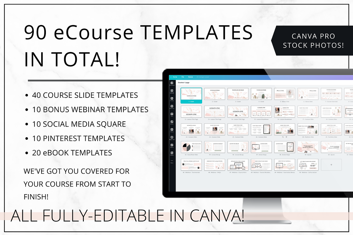 eCourse & Webinar Bundle | PPT Canva, a Presentation Template by Lady Boss Studio