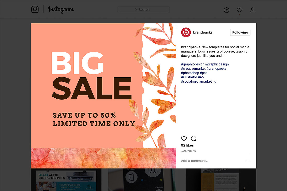 Fall / Autumn Social Media Templates, a Social Media Template by BrandPacks