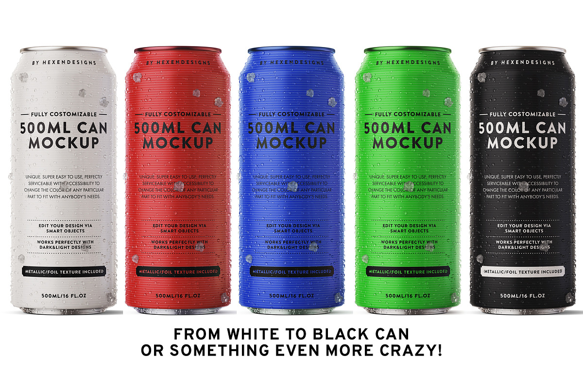 500ML CAN MOCKUP, a Product Mockup by HexenDesigns