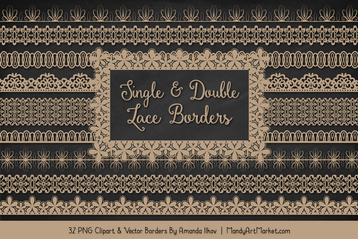 Champagne Lace Clipart Borders, an Illustration by Amanda Ilkov
