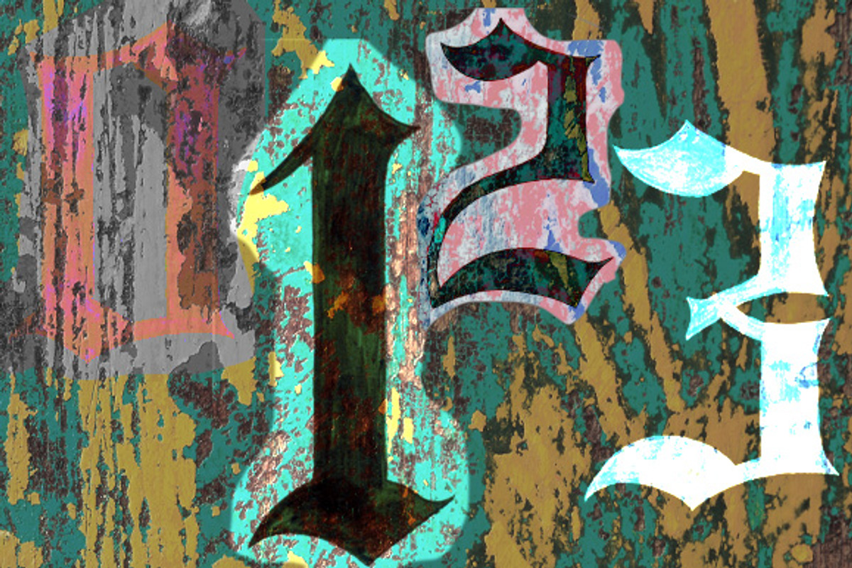 Hand Painted Gothic Numbers, a Texture Illustration by BIOWORKZ
