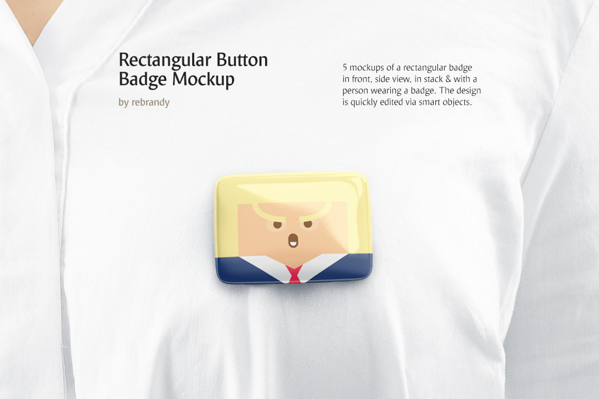 Rectangular Button Badge Mockup, a Merchandise Mockup by rebrandy