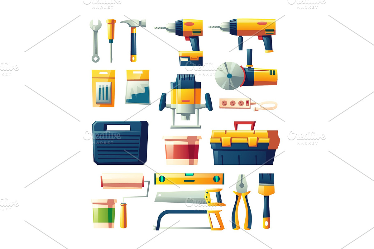 Construction electric, hand tools, an Object Illustration by BCP.group