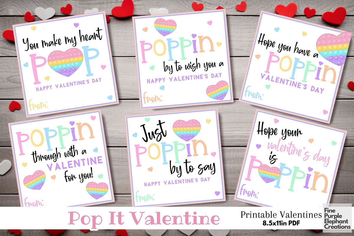 Kids Fidget Pop It Valentine Cards, a Seasonal Illustration by Fine ...