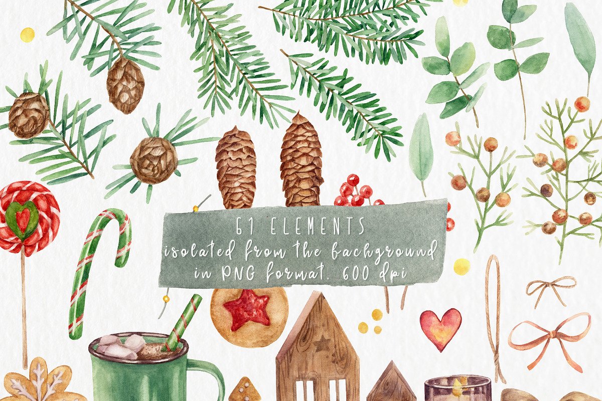Watercolor Christmas clip art, an Illustration by a_ptichkina
