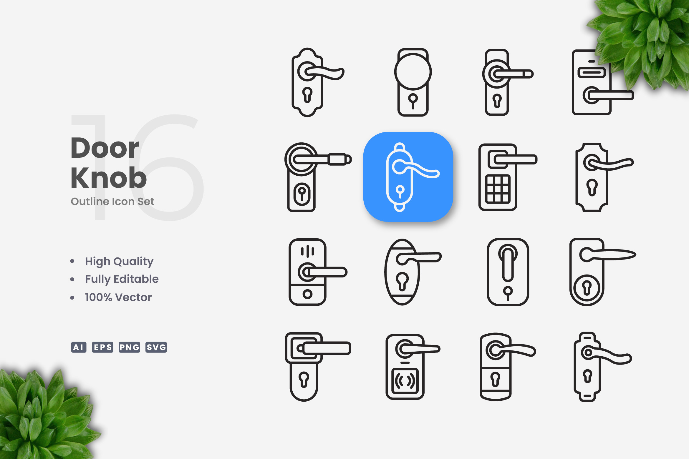 Door Knob Outline Icons