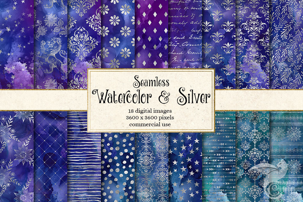 Watercolor and Silver Digital Paper | Textures ~ Creative Market