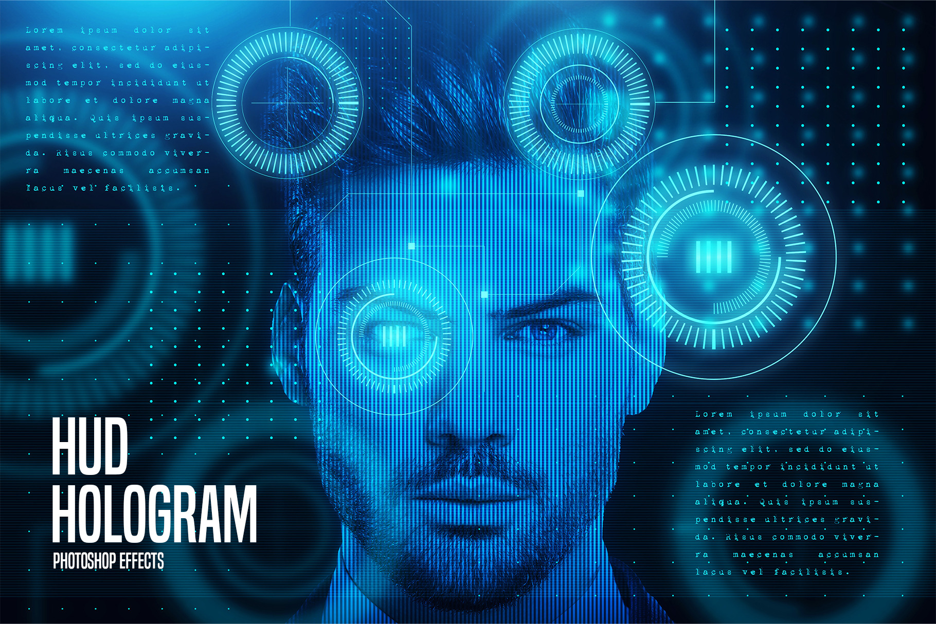 HUD Hologram Photo Effects Mockup