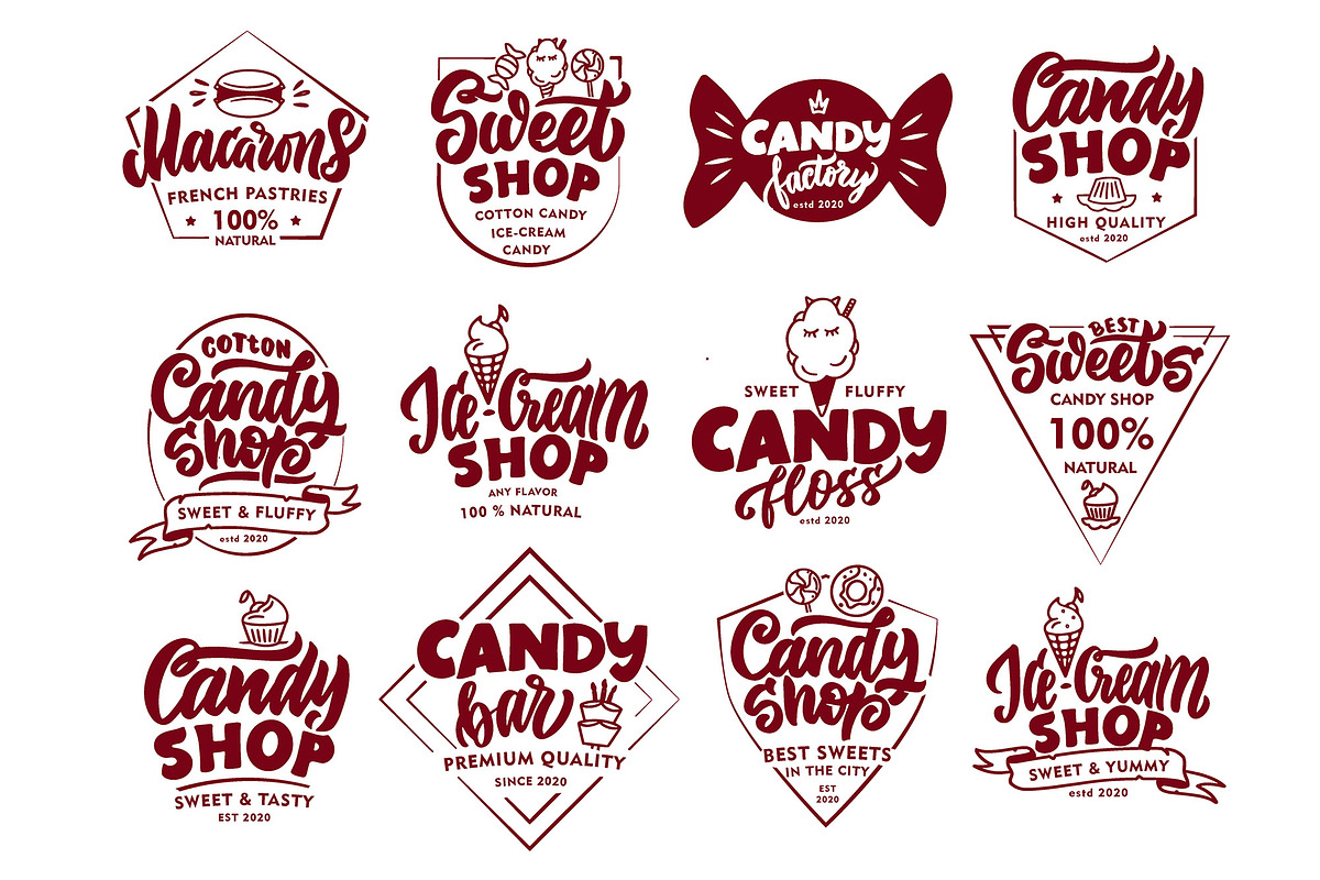 Sweet logos set, a Branding & Logo Template by Lettering_Logo