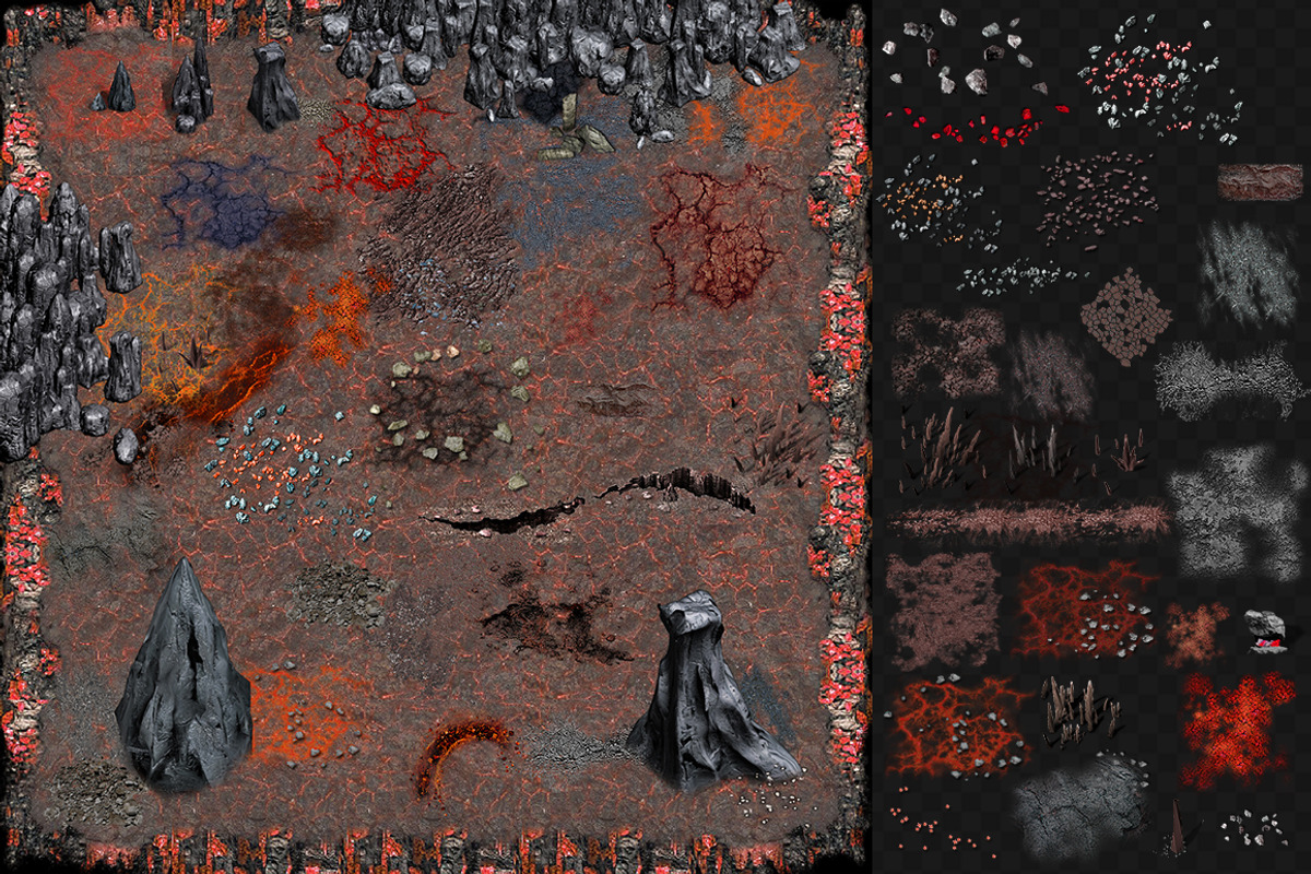 LAVA GAME BACKGROUND TILES AND DECAL, a Background Graphic by Beatheart ...
