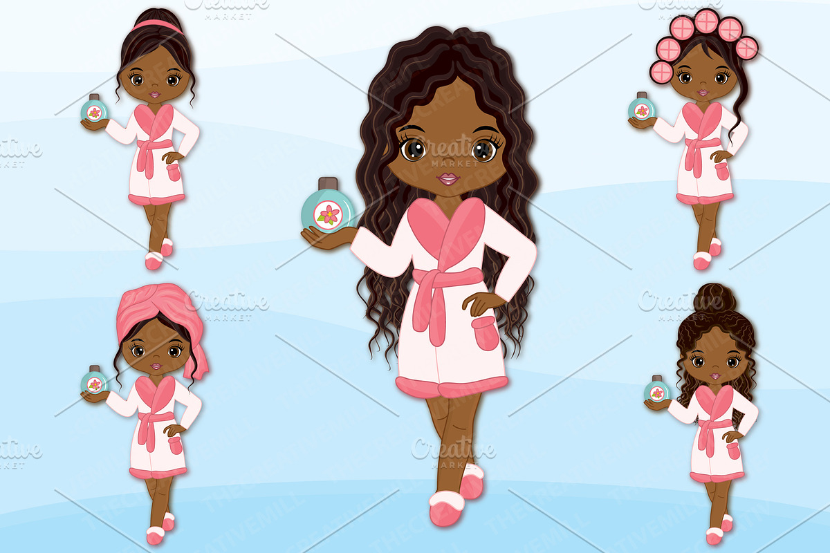 Vector African American Spa Girls, an Illustration by TheCreativeMill