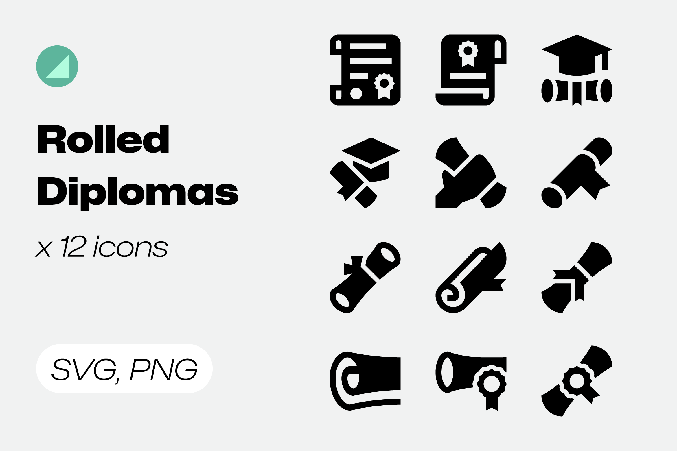 12 Rolled Diploma Icons / Basicons | Creative Market