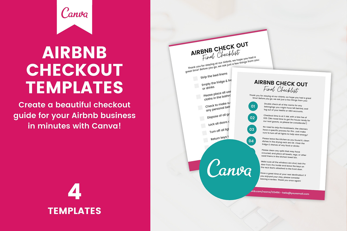 Airbnb Checkout Templates Canva, a Brochure Template by Fallon Gerst