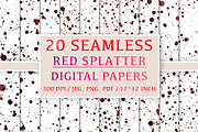 20 Seamless Red Splatter Patterns, a Pattern Graphic by Nordic Design