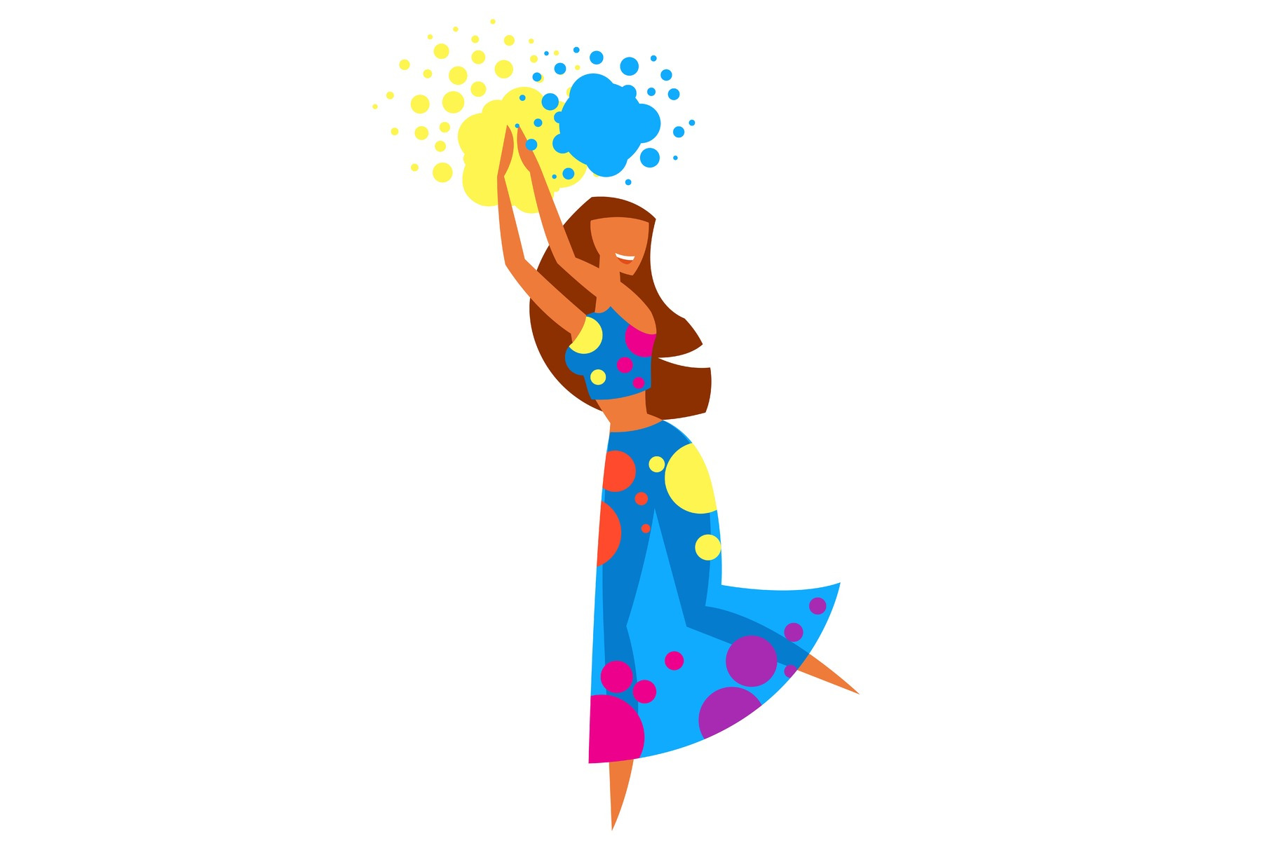 Happy dansing girl throw paint., a Person Illustration by incomible ...