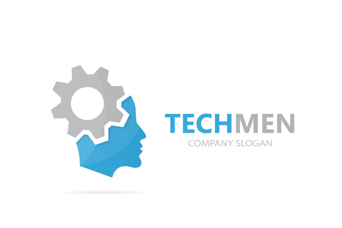 Vector of man and gear logo combination. Face and mechanic symbol or ...