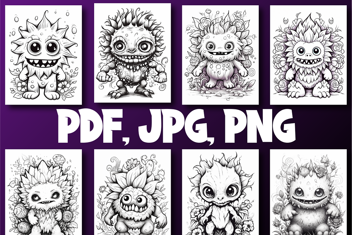 Cute Monster Coloring Pages for Kids, an Animal Illustration by Design Zone