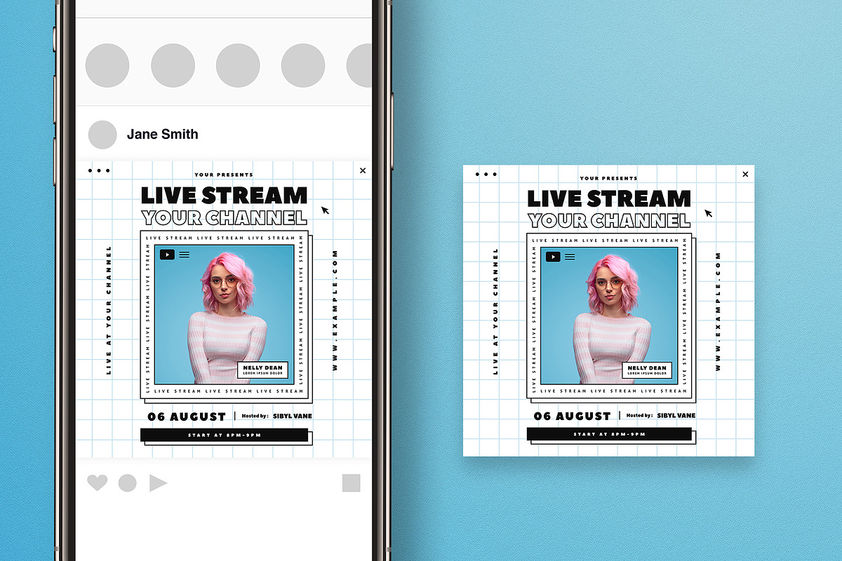 Live Stream Event Flyer Set, a Flyer Template by VectorVactory