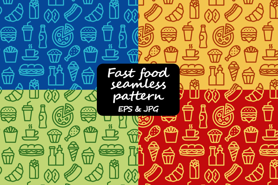 Fast Food Patterns, a Pattern Graphic by Oleg Tokarev Art