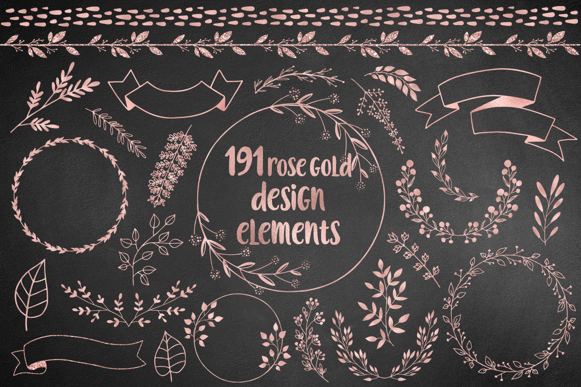 191 Rose Gold Design Elements, an Illustration by PeDe Designs