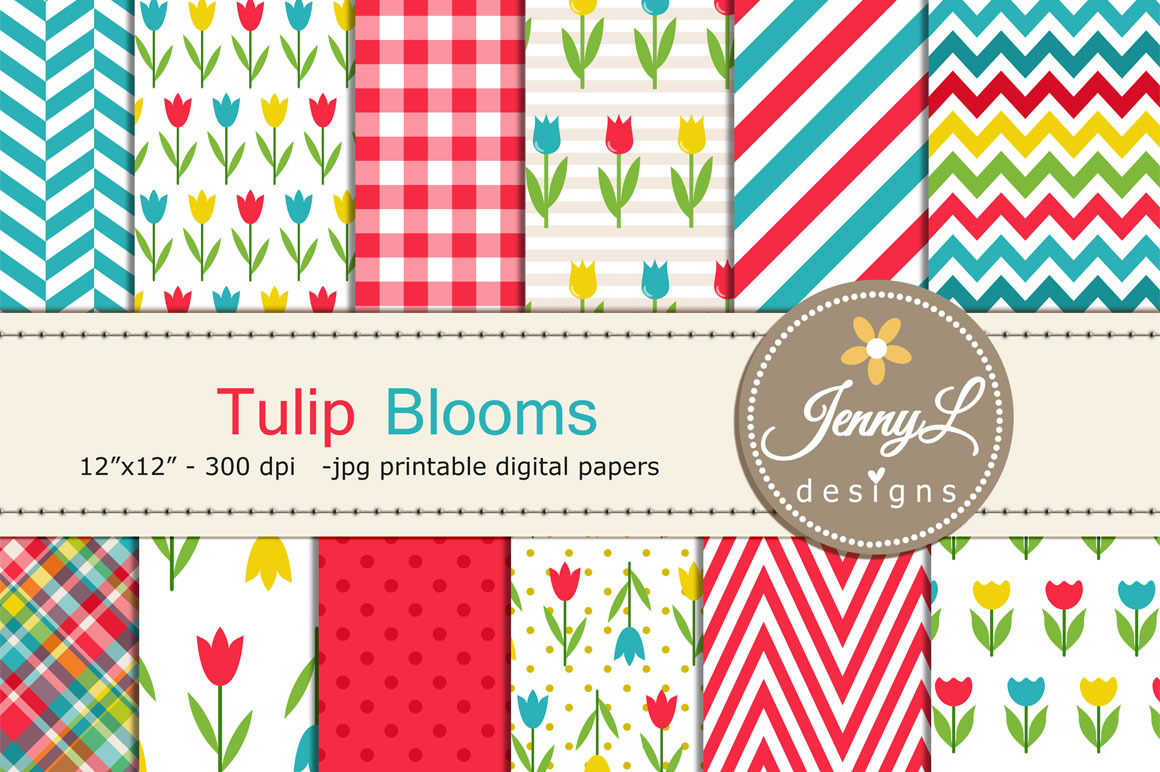 Spring Tulip Digital Papers | Graphic Patterns ~ Creative Market