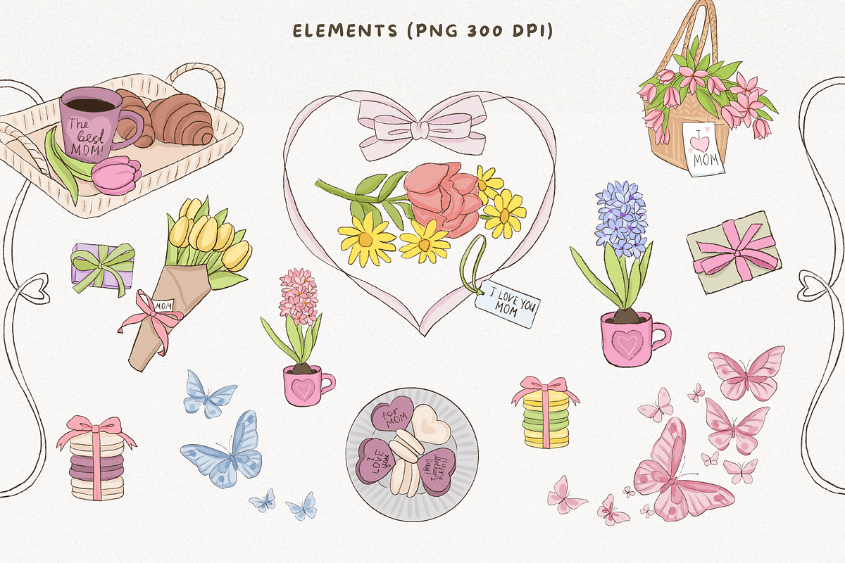 Mother's Day Hand Drawn Clipart PNG