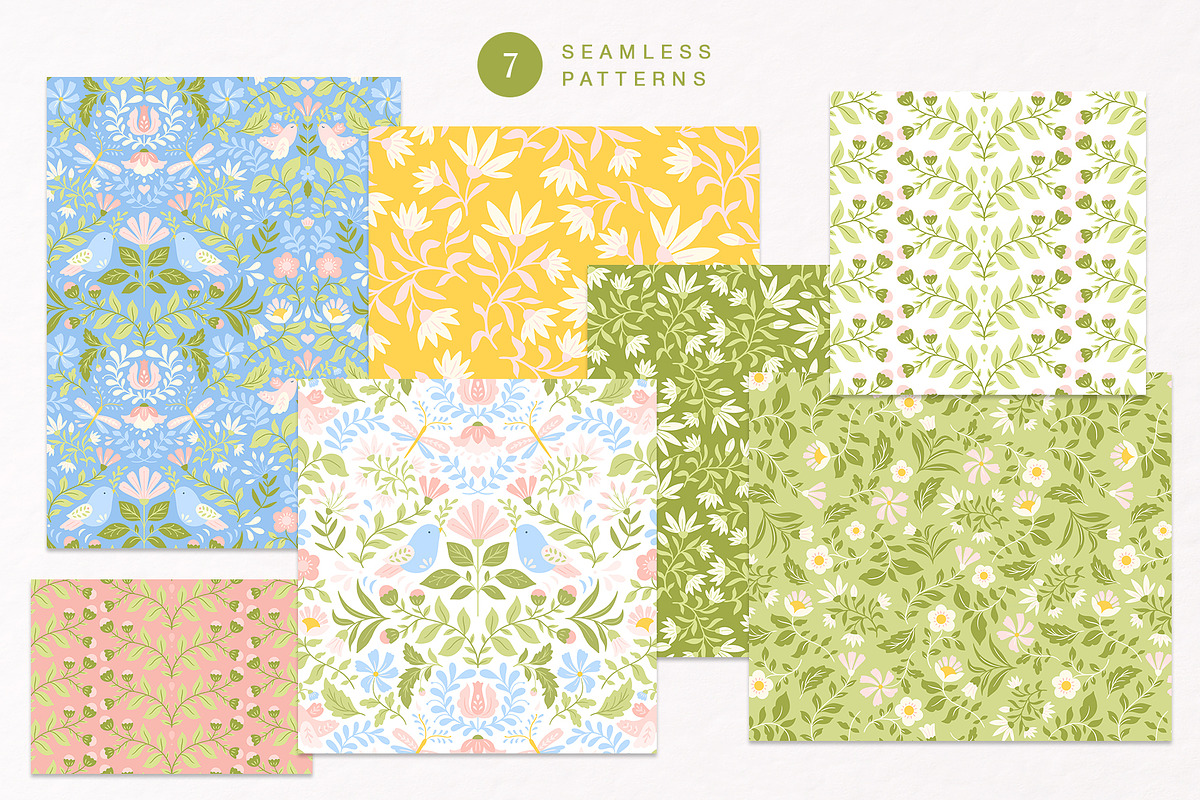 Folk Spring Patterns and Clip Art, a Pattern Graphic by Inna Moreva