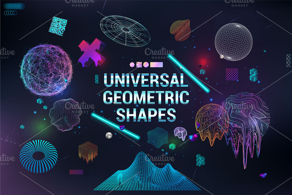 Modern 3D geometric shapes