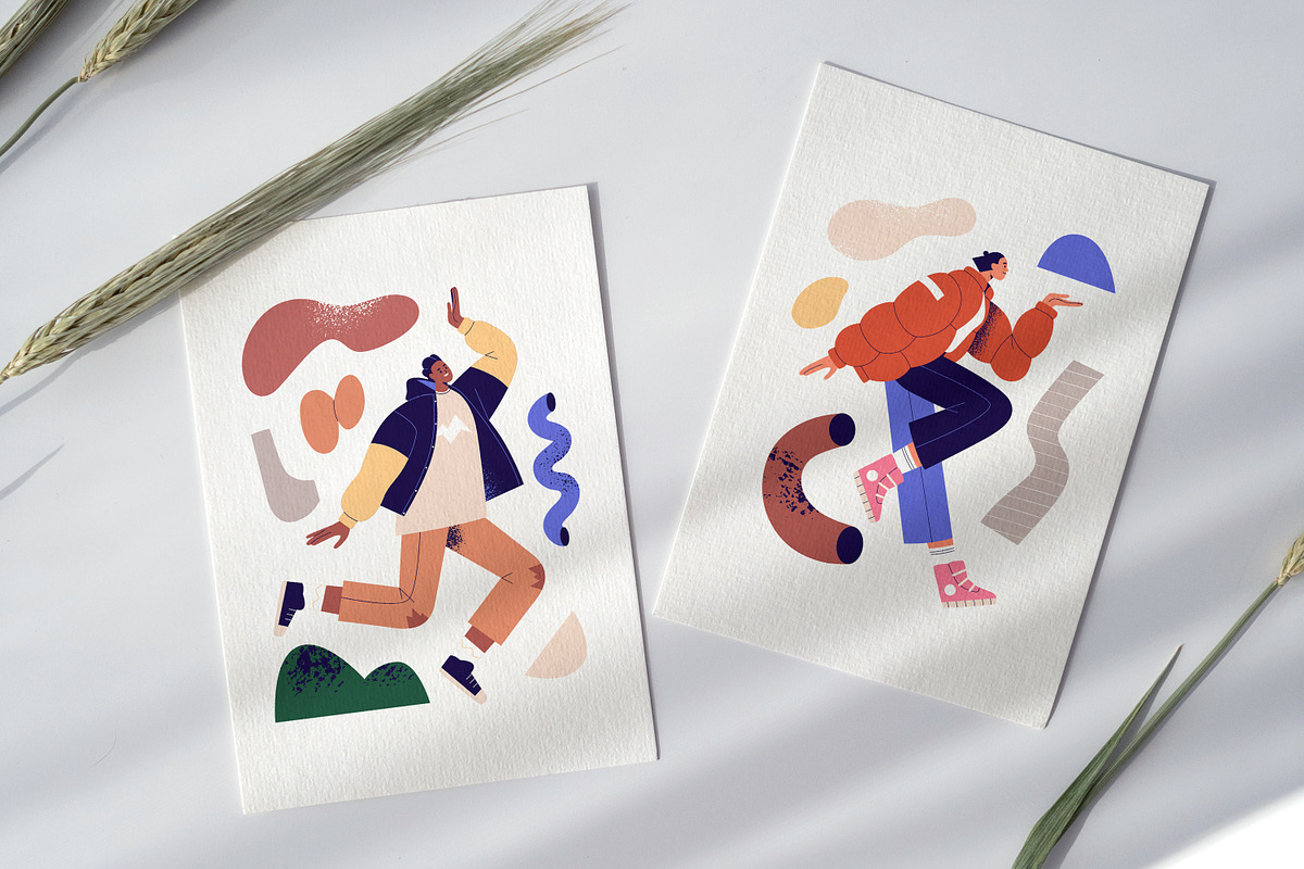 Creative people with abstract shapes, a Person Illustration by Good Studio