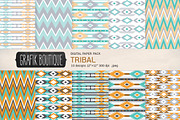 Tribal pattern digital paper pack, a Pattern Graphic by GrafikBoutique