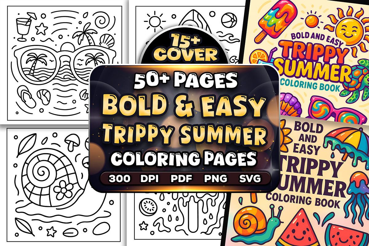 Bold Easy Trippy Summer Coloring Pages